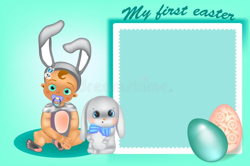 Greeting Card For Boy - My First Easter. Stock Vector - Illustration of ...