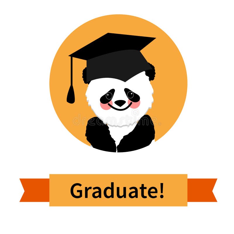 Greeting Card with a Character Panda and Congratulations Graduate Stock ...