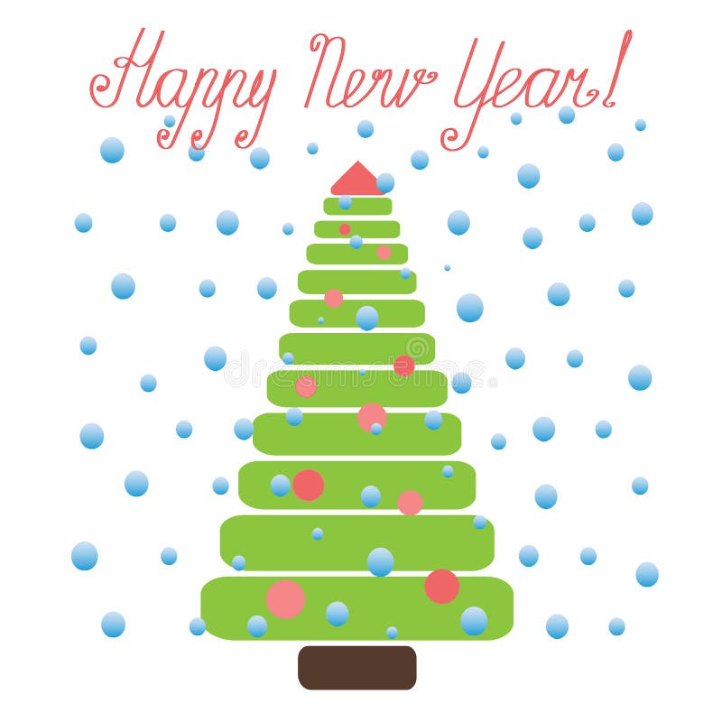 Greeting Card with Christmas Tree and Congratulations Stock Vector ...