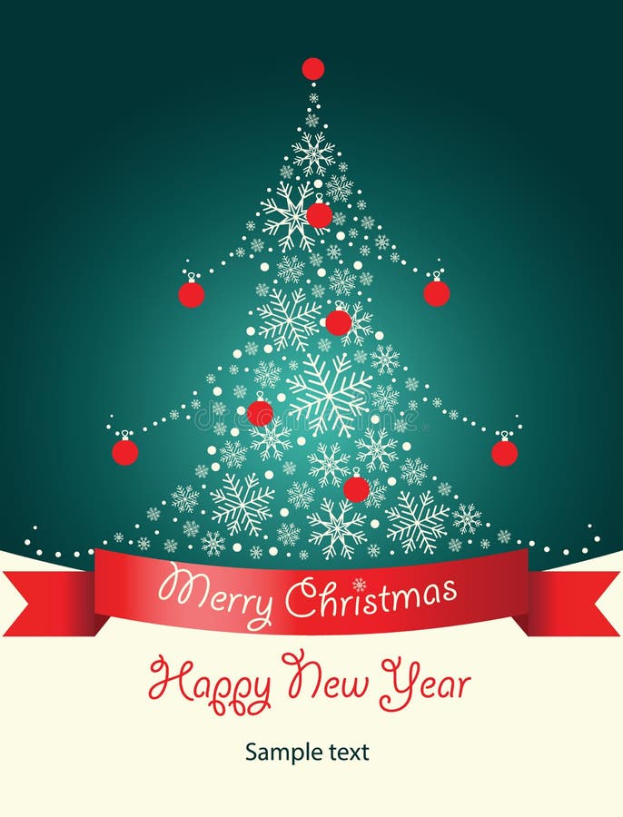 Greeting Card with Christmas Tree. Stock Illustration - Illustration of ...