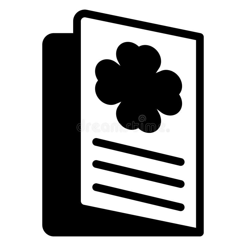 Greeting Card with Clover Solid Icon, Festive Saint Patrick Day Concept ...