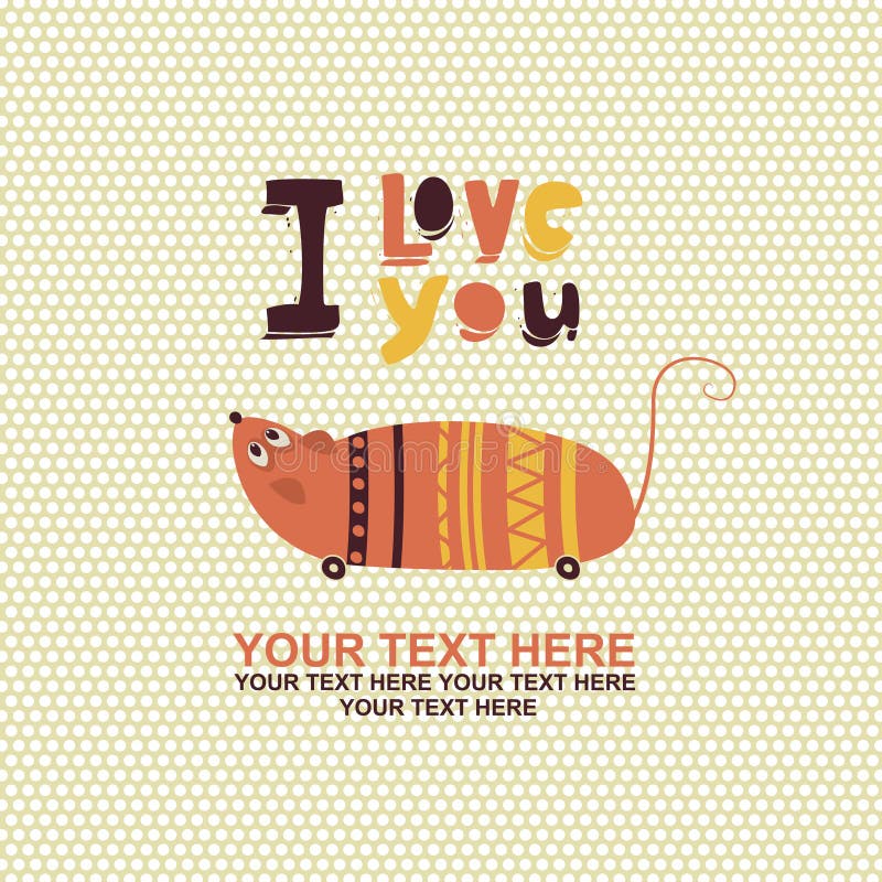 Greeting card cute mouse stock vector. Illustration of beautiful - 42187670