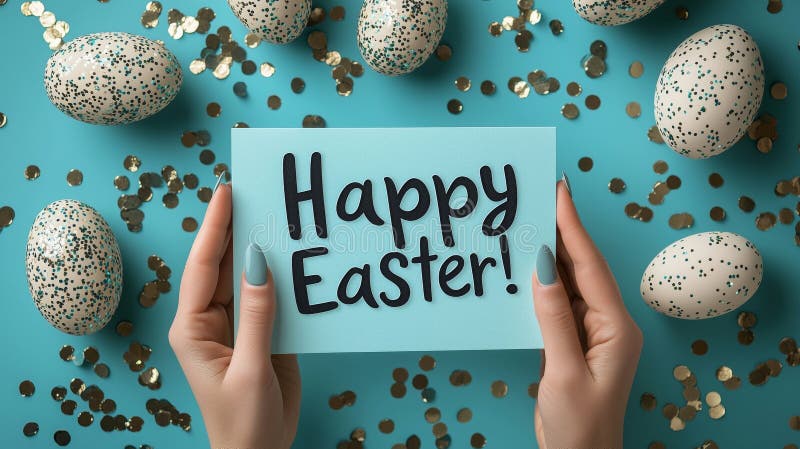 Celebrate Easter Joy with Festive Eggs and Colorful Greetings Stock ...