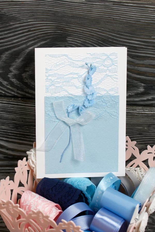 Greeting Card with Elements of Blue Shades. Materials for Making ...