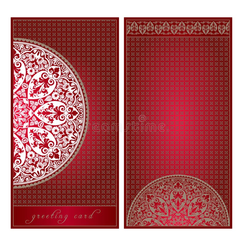 Greeting Card in European Style, Floral Ornament, Template Stock ...