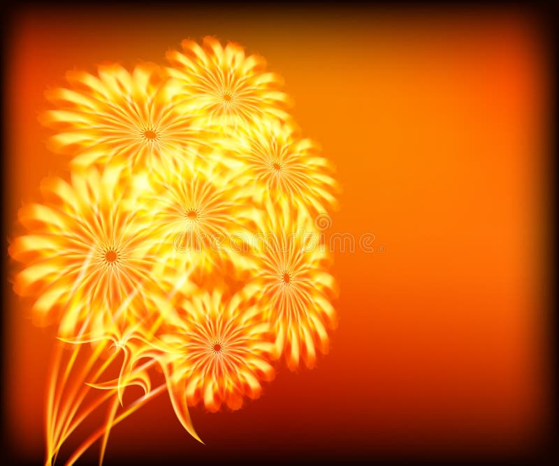 Greeting Card with Fire Flowers 1 Stock Vector - Illustration of ...