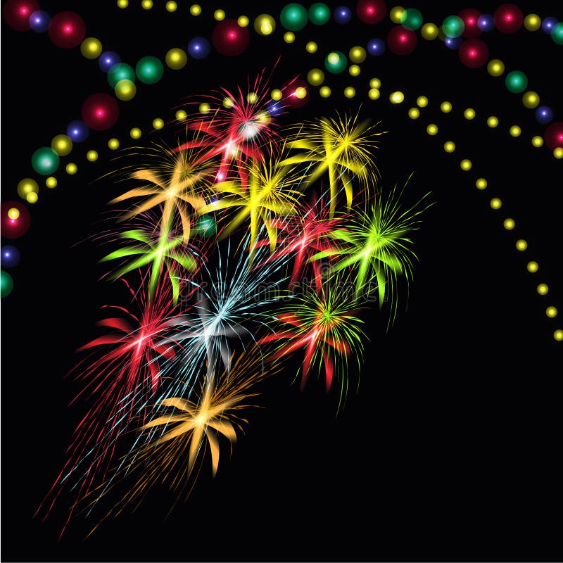 Greeting Card. Fireworks. Bright Lights Illustration Stock Illustration ...