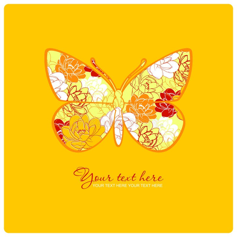 Greeting Card with Floral Butterfly. Stock Vector - Illustration of ...