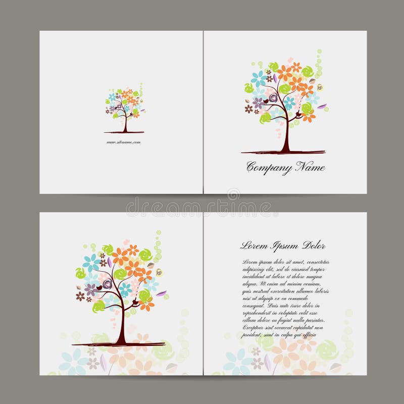 Greeting Card with Floral Tree Stock Vector - Illustration of cartoon ...