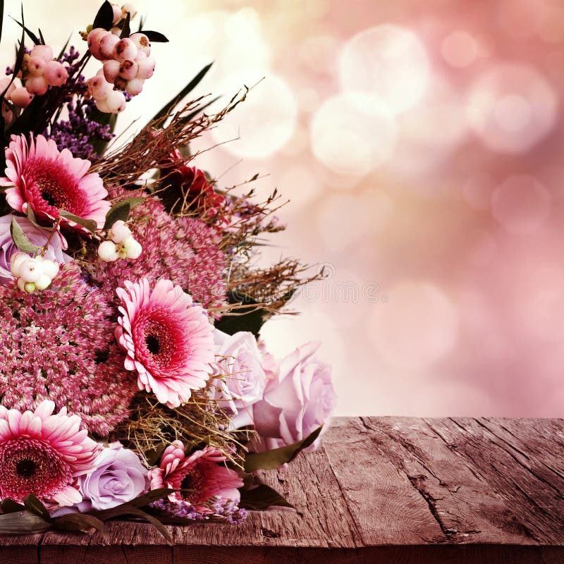 Greeting Card with Flowers Bouquet Stock Photo - Image of mother ...