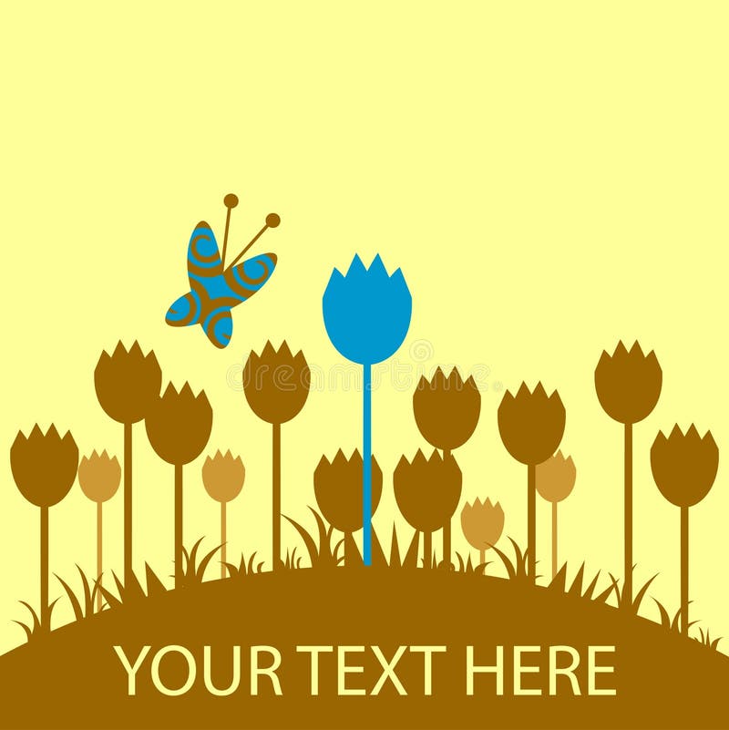 Greeting Card with Flowers and Butterfly Stock Vector - Illustration of ...