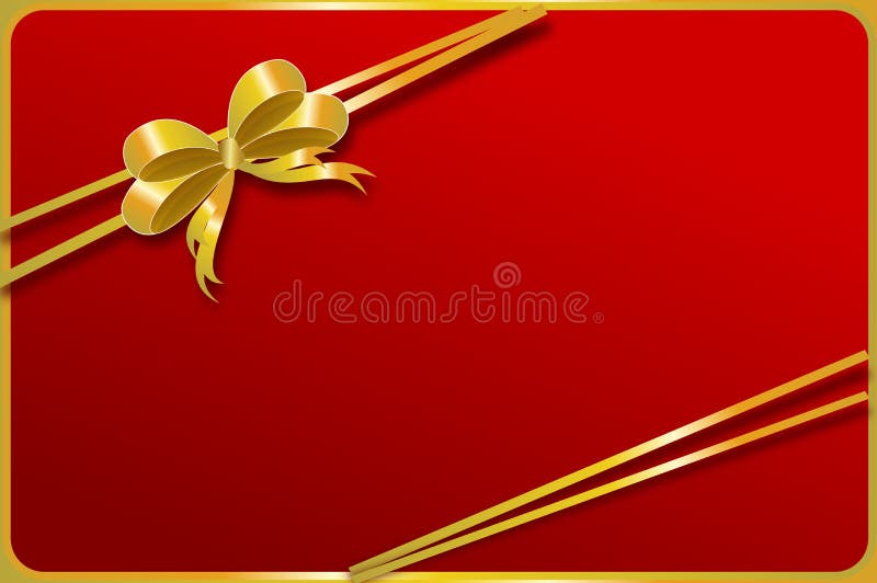 Greeting Card with Golden Ribbon Stock Illustration - Illustration of ...