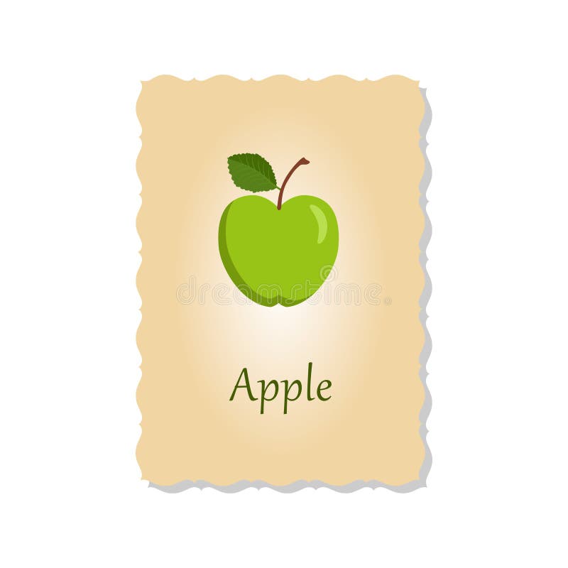 Greeting Card with Green Apple Stock Illustration - Illustration of ...