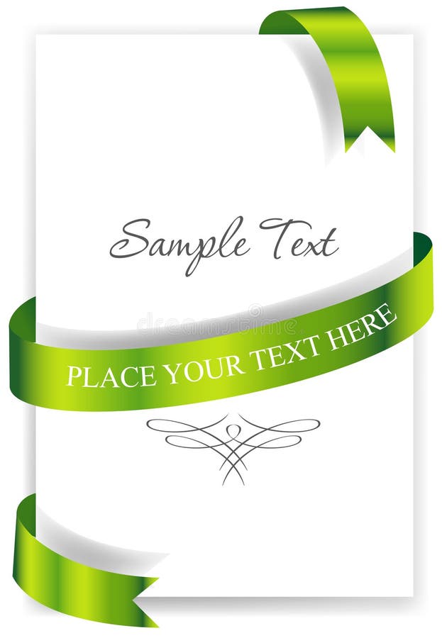 Greeting Card with a Green Ribbon Stock Vector - Illustration of ...