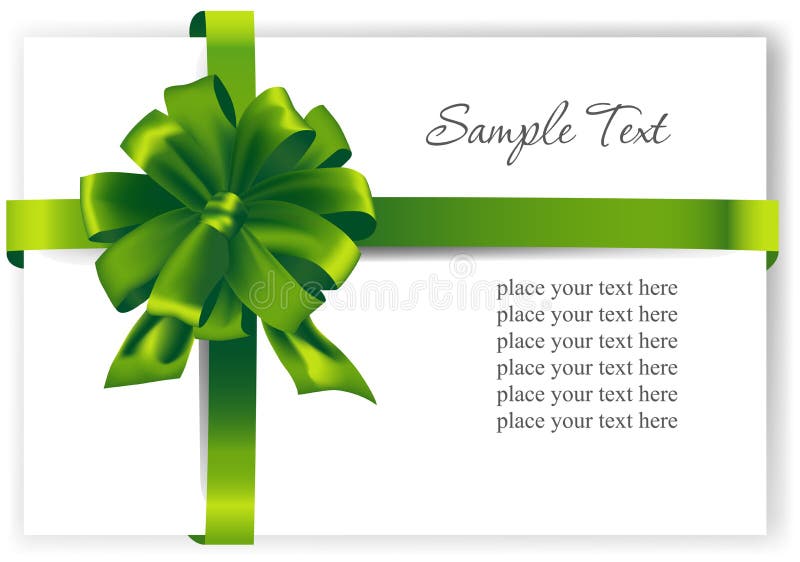 Greeting Card with a Green Ribbon Stock Vector - Illustration of gift ...