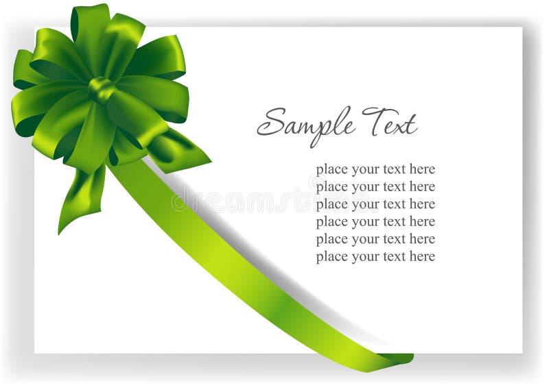 Greeting Card with a Green Ribbon Stock Vector - Illustration of card ...