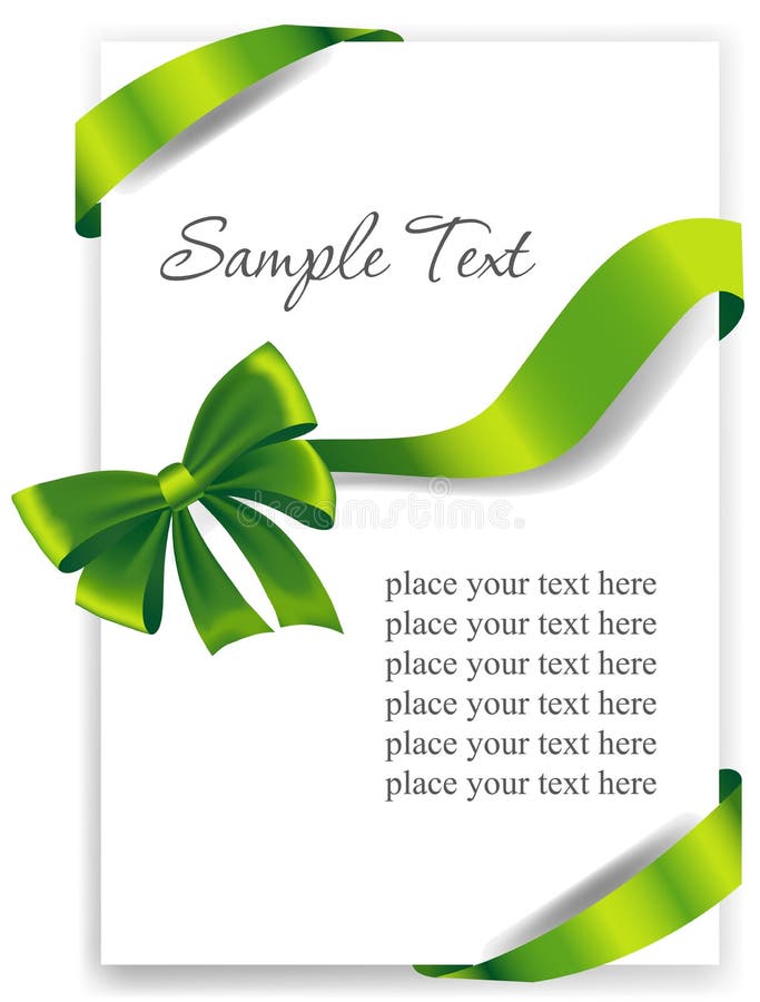 Greeting Card with a Green Ribbon Stock Vector - Illustration of ...