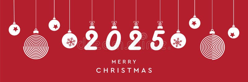 2025 Greeting Card with Hanging Christmas Decoration Stock Vector ...