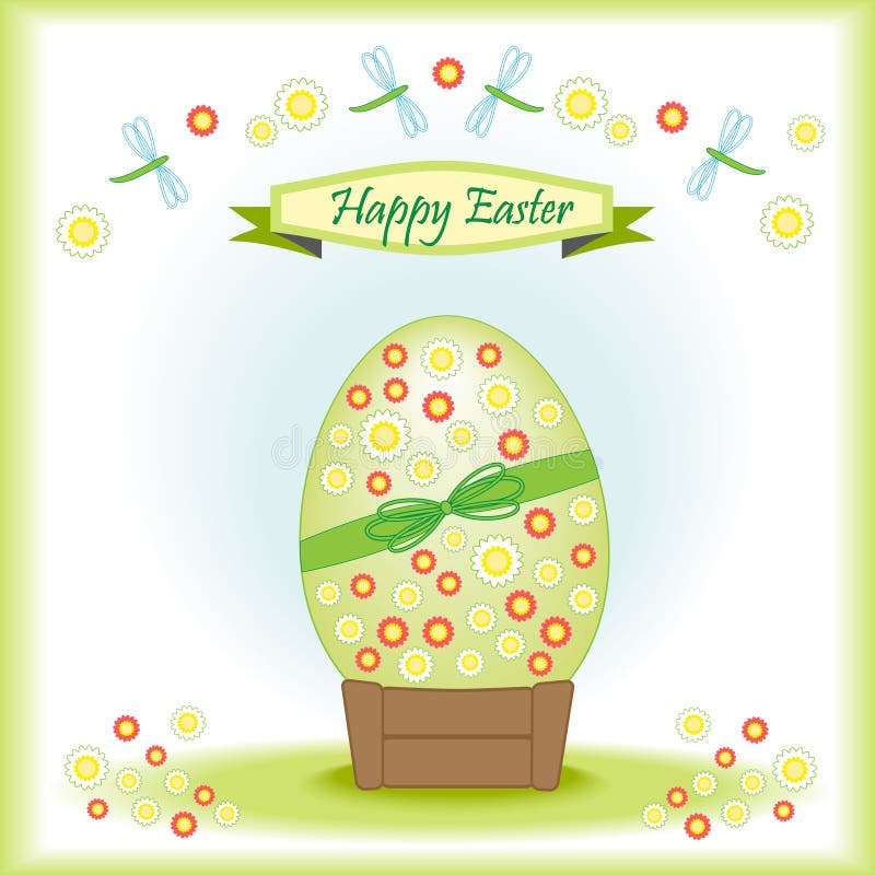 Greeting Card Happy Easter with Big Easter Egg Stock Vector ...