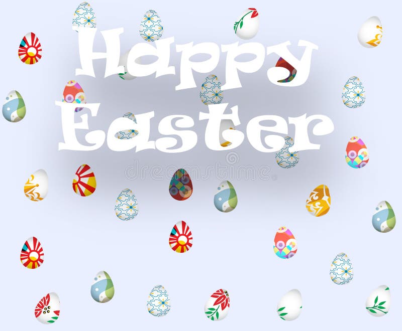 Greeting Card with Happy Easter and Rain with Easter Eggs Stock Vector ...