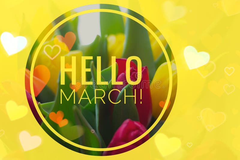 Greeting Card Hello March Welcome Card the Beginning of Spring Stock ...