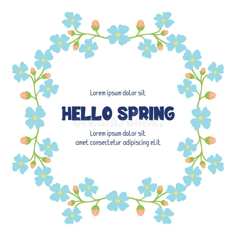 Hello Spring Invitation Card Design, with Elegant Leaf and Floral Frame ...