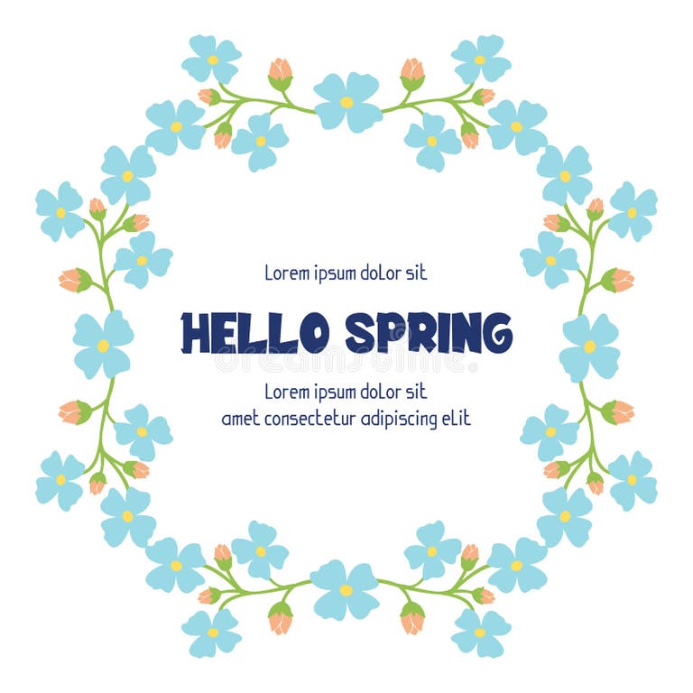 Greeting Card Hello Spring Design, with Elegant Pattern of Leaf and ...