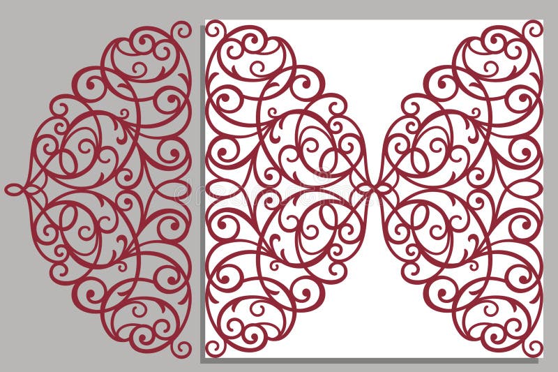 Invitation Romantic Card, Laser Cut Pattern Stock Vector - Illustration ...