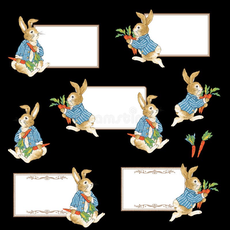 Greeting Card Material Using Cute Hand-drawn Rabbits,, Stock ...
