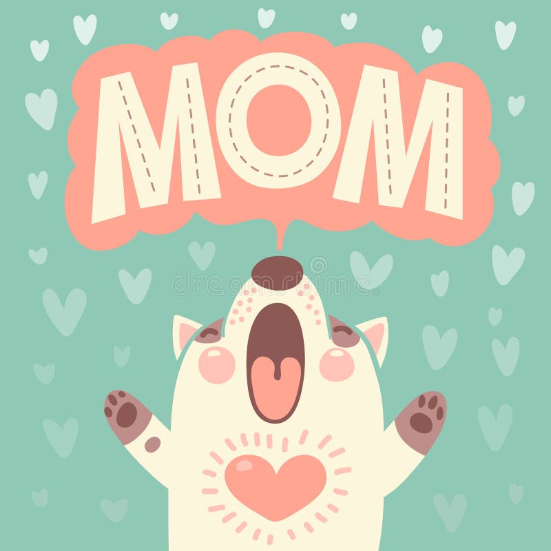 Greeting Card with a Cute Rat. Sweet Mouse Says Hello Stock Vector - Illustration of design ...