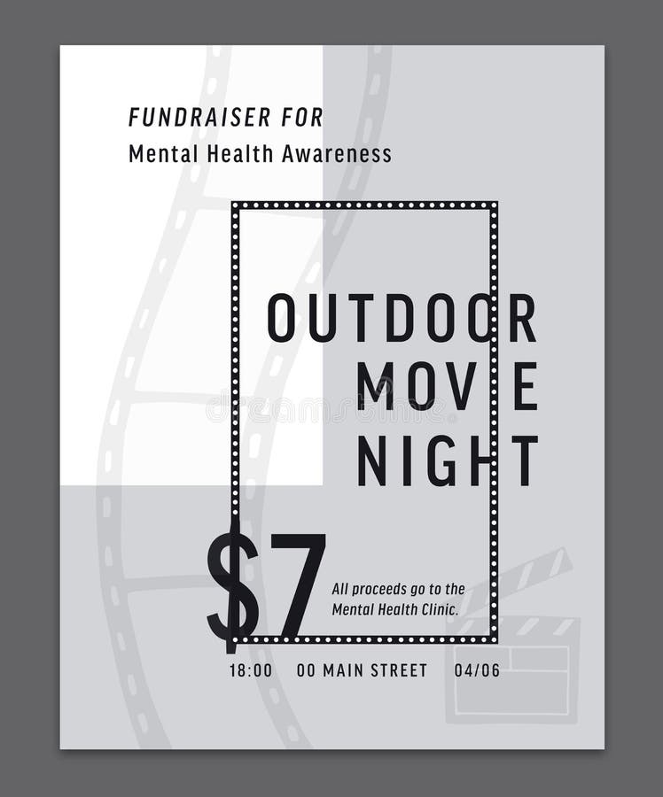 Greeting Card with Outdoor Movie Night Text Stock Vector - Illustration ...