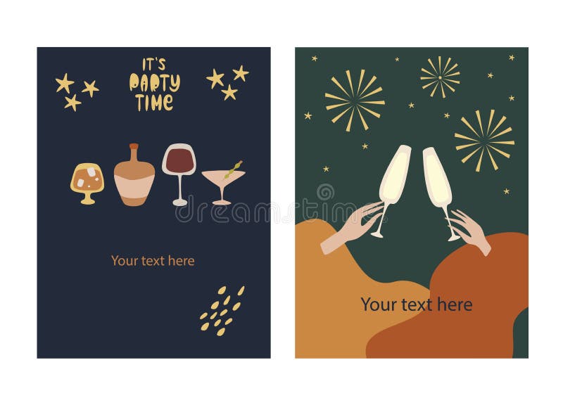 Greeting Card and Party Invitation Set Party Time. Stock Vector ...