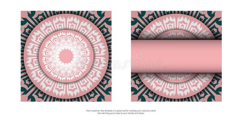Greeting Card Pink Color with Mandala White Pattern for Your Design ...