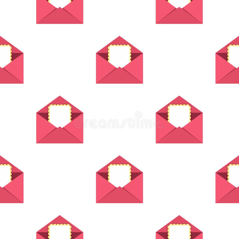 Greeting Card in Pink Envelope Pattern Seamless Stock Vector ...