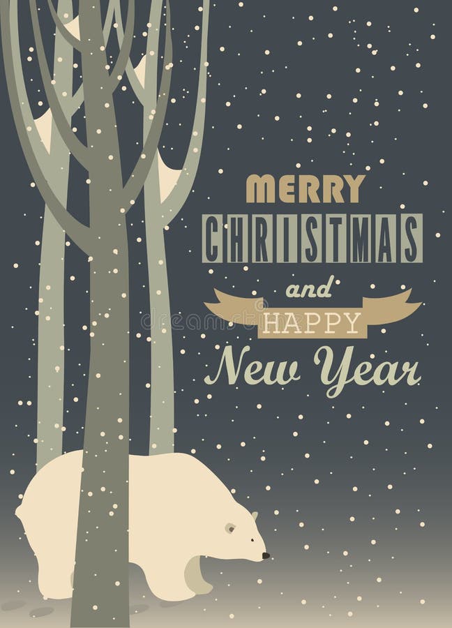 Greeting Card, Polar Bear in the Forest Stock Vector - Illustration of ...