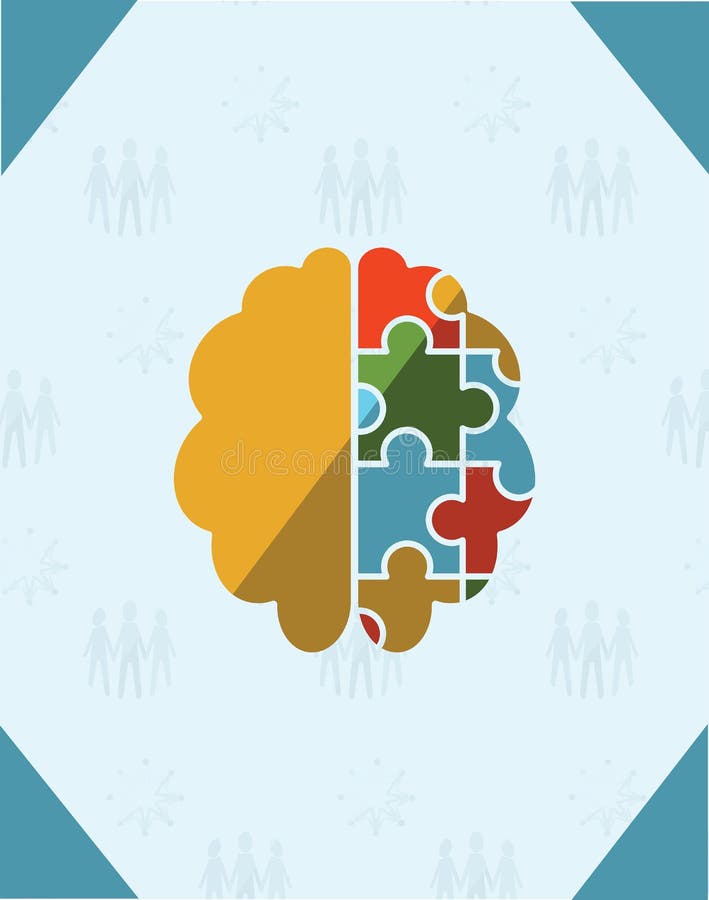 Greeting Card with Puzzle Brain Symbol Stock Vector - Illustration of ...