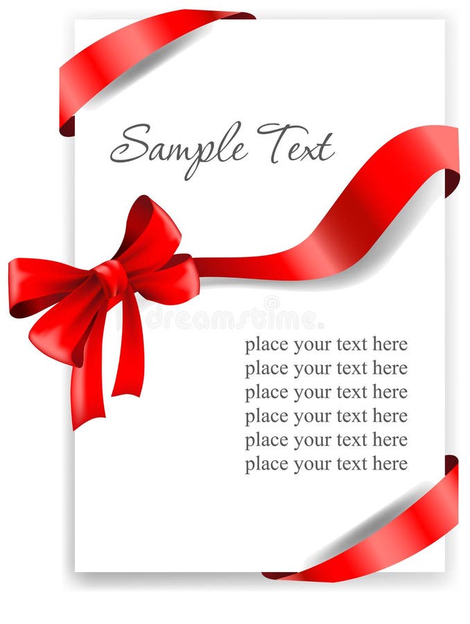 Greeting Card with a Red Ribbon. Stock Vector - Illustration of secret ...