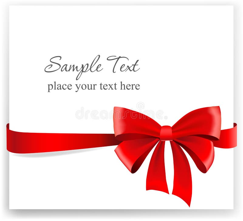 Greeting Card with a Red Ribbon Stock Vector - Illustration of festive ...
