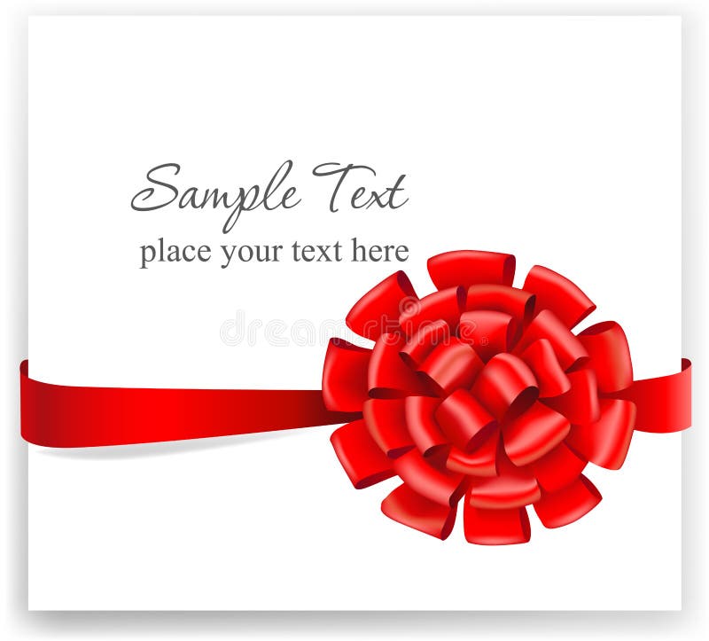 Greeting Card with a Red Ribbon. Stock Vector - Illustration of holiday ...