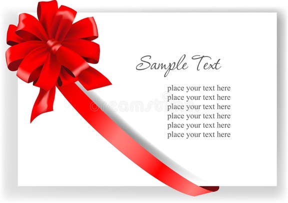 Greeting Card with a Red Ribbon Stock Vector - Illustration of graphic ...