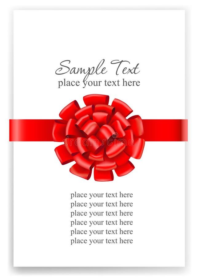 Greeting Card with a Red Ribbon Stock Vector - Illustration of festive ...