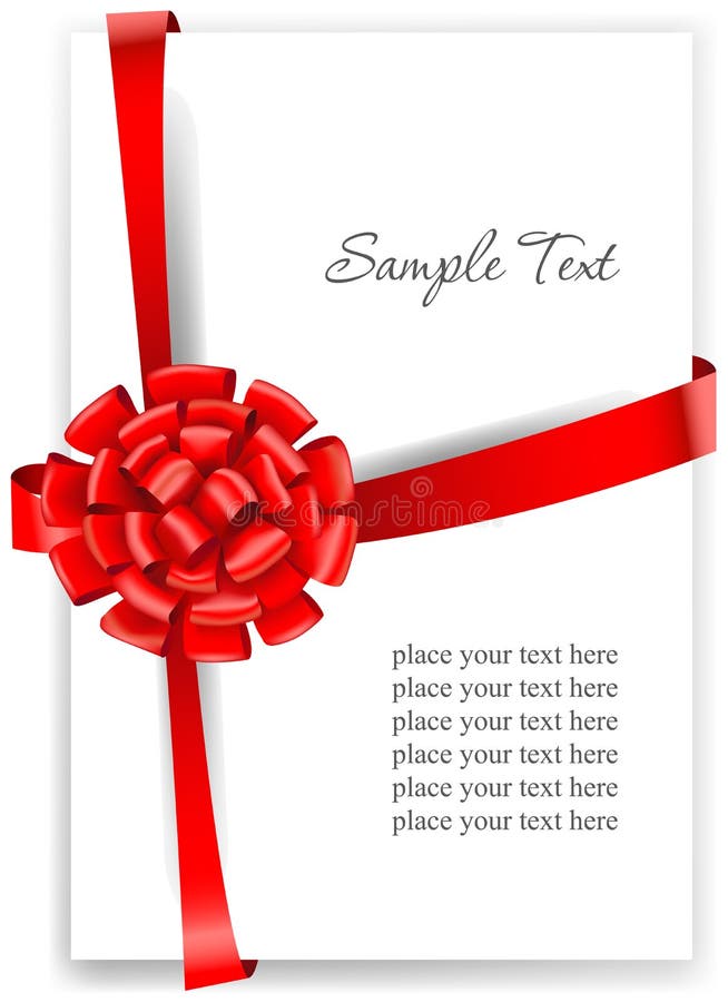 Greeting Card with a Red Ribbon Stock Vector - Illustration of ...