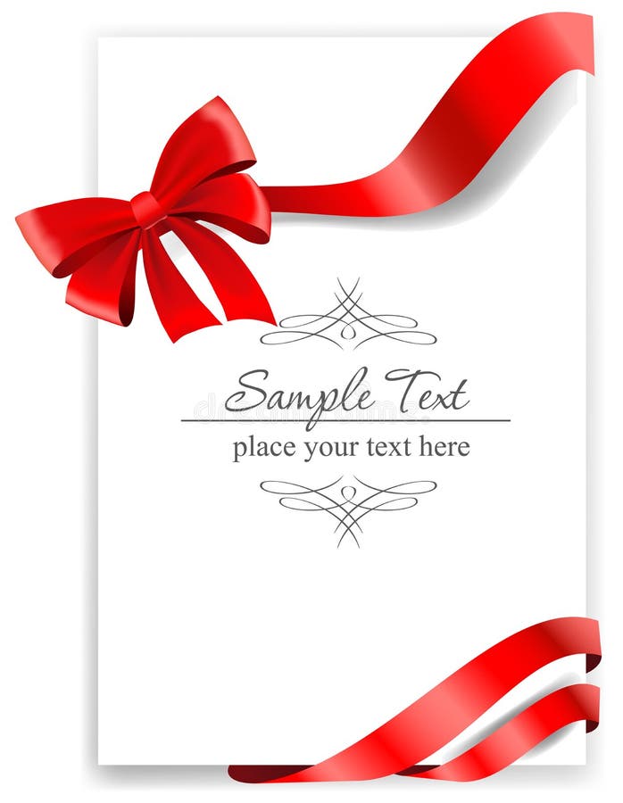 Greeting Card with a Red Ribbon Stock Vector - Illustration of design ...