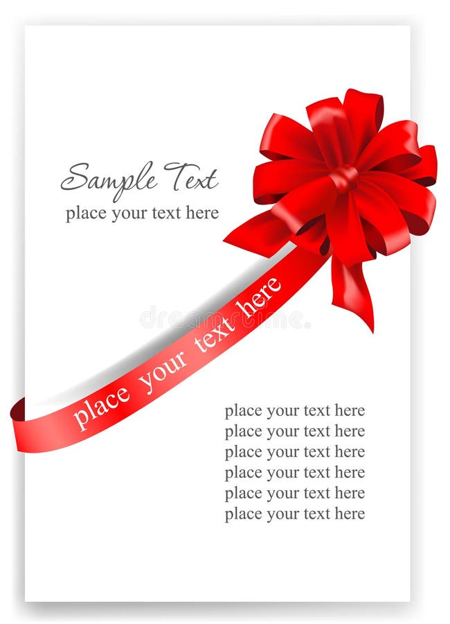 Greeting Card with a Red Ribbon Stock Vector - Illustration of give ...