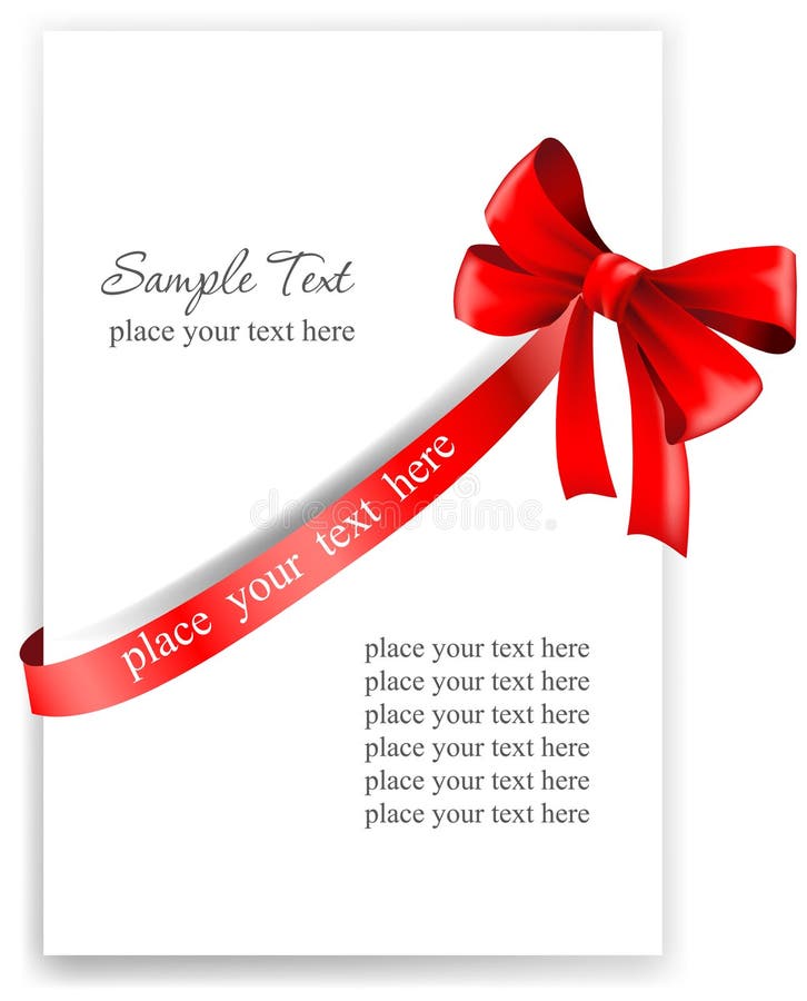 Greeting Card with a Red Ribbon Stock Vector - Illustration of artistic ...