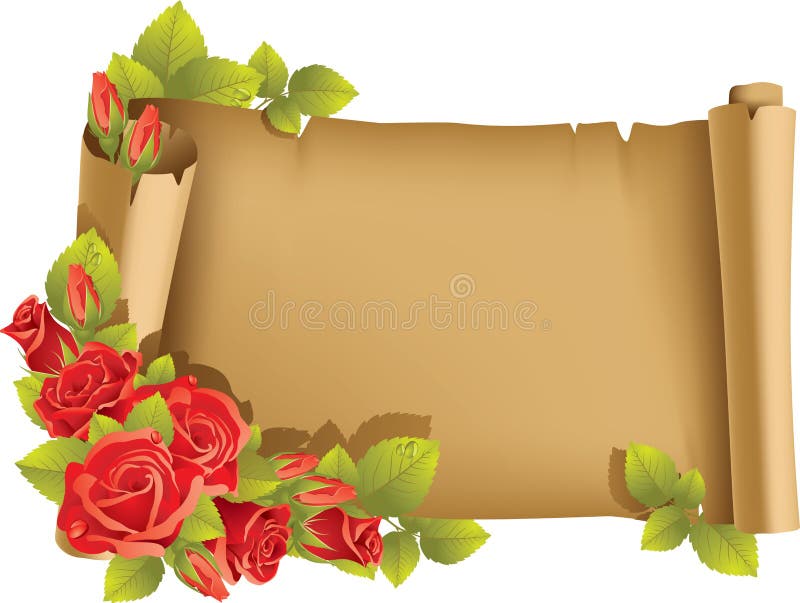 Greeting Card with Rose and Scroll - Horizontal Stock Vector ...