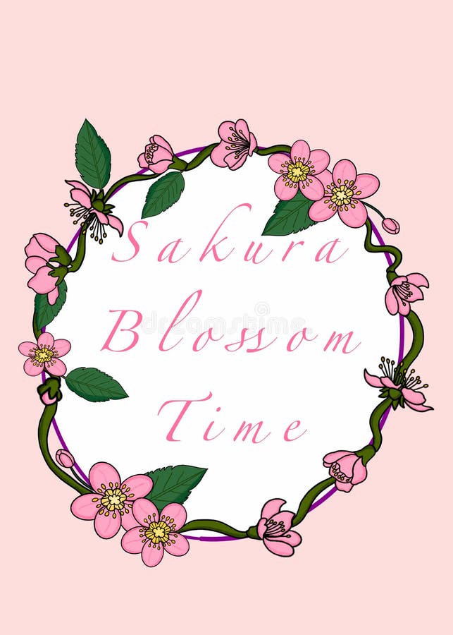 Greeting Card Sakura Blossom Time Hand Draw Stock Illustration ...