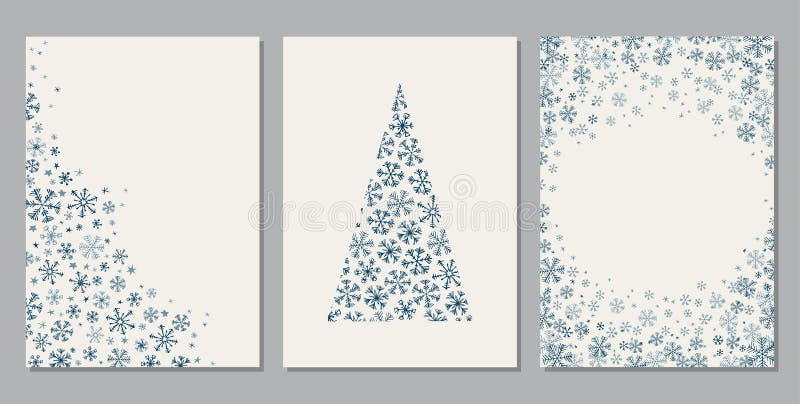 Greeting Card Set with Christmas Trees and Snowflake Frames. Stock ...