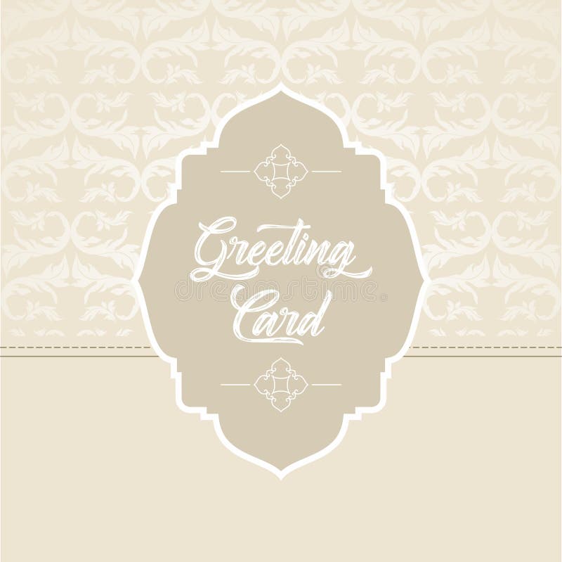 Greeting Card in Soft Beige Color with Seamless Pattern Stock Vector ...