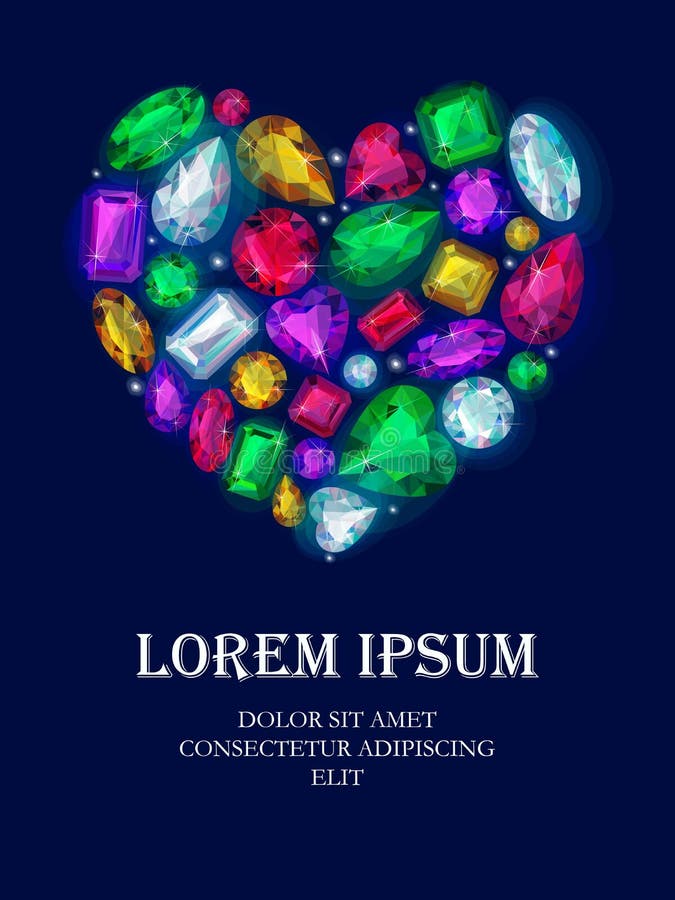Greeting Card with Sparkling Gems Stock Vector - Illustration of ...